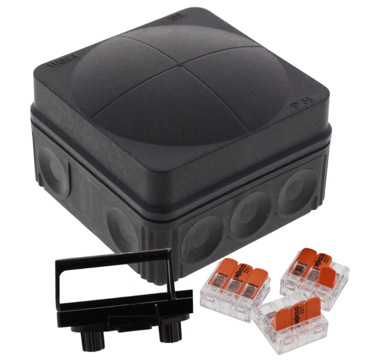 Wiska COMBI 108 Weatherproof Junction Box with Wago Connectors, Black ...