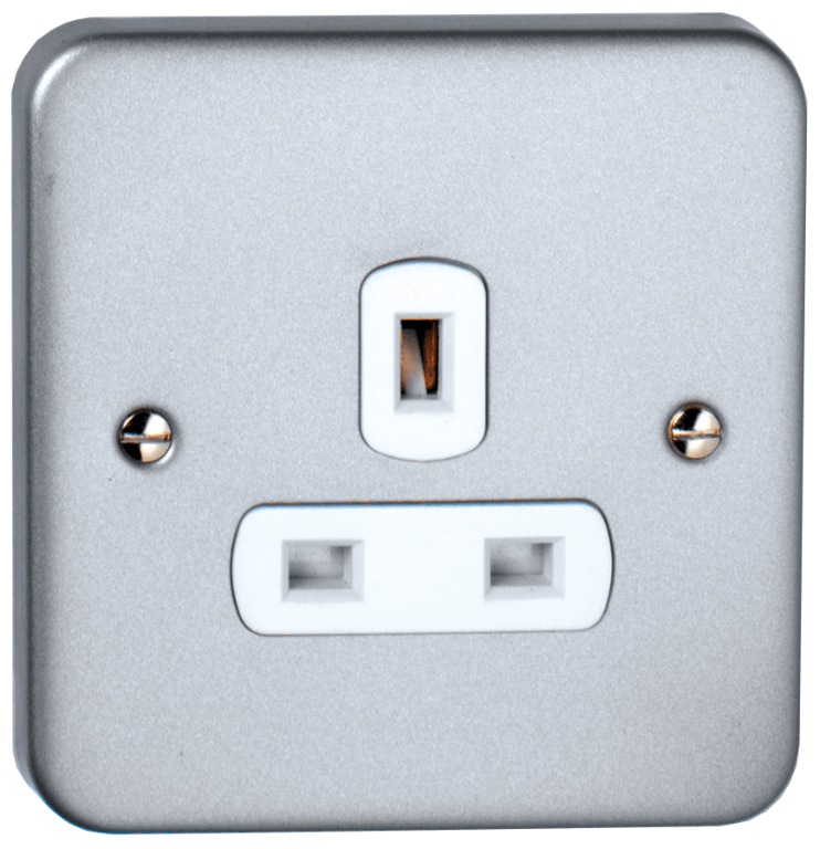 Deta Metal Clad 13A 1 Gang Unswitched Socket & Back Box With Knockouts ...