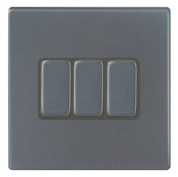 Hamilton Hartland G2 10A 3 Gang 2 Way Screwless Light Switch - Anthrac ...