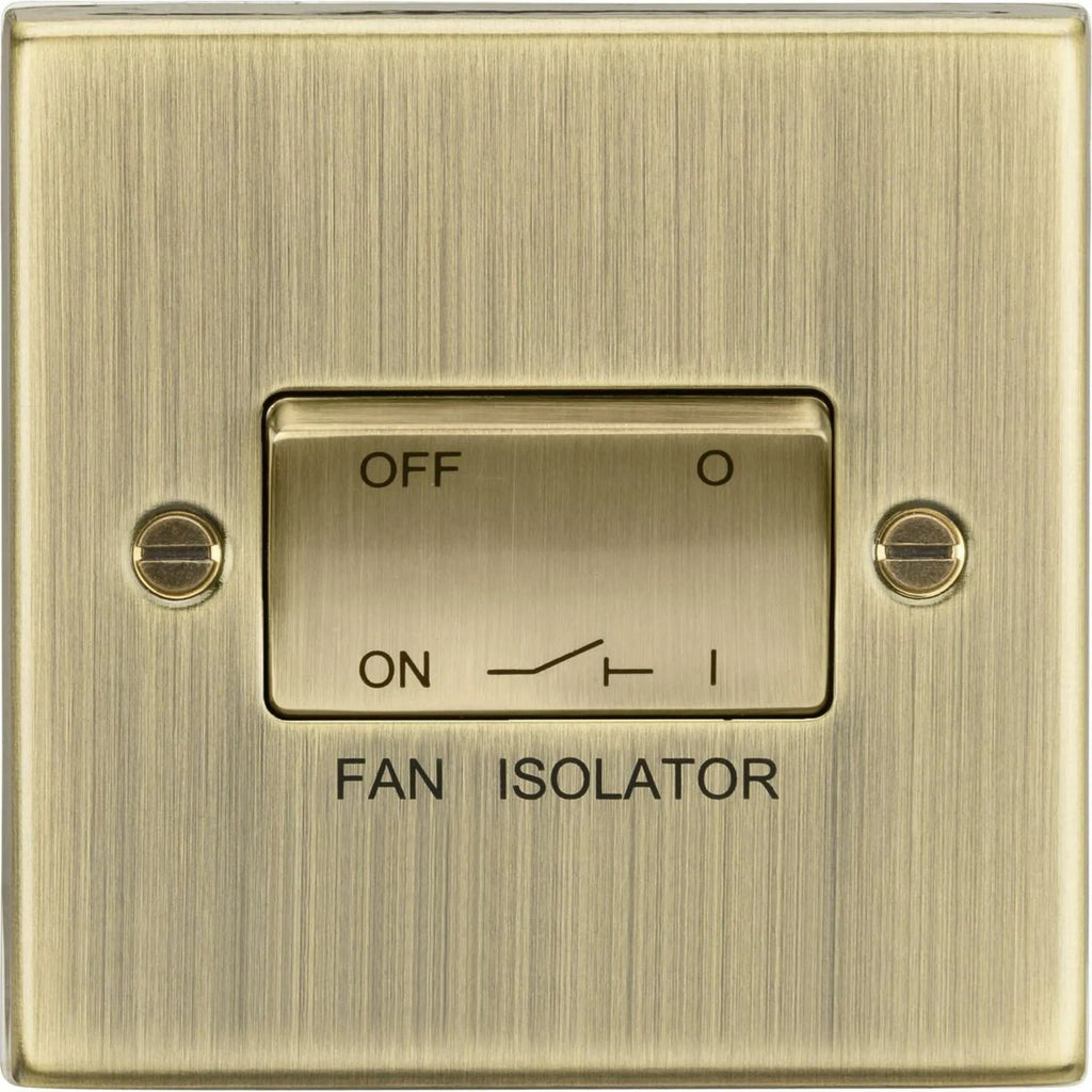 Knightsbridge 10AX 3 Pole Fan Isolator Switch - Square Edge Antique Br ...