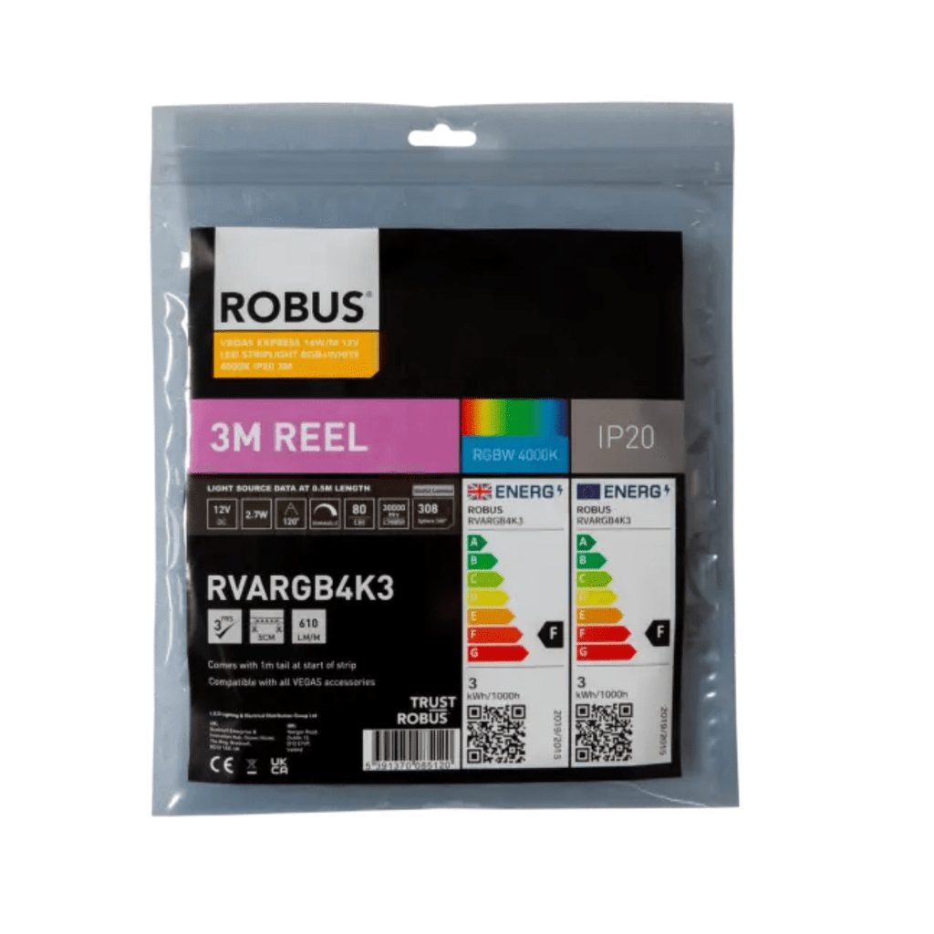 Robus Vegas 14W/m 3m LED Striplight IP20, RGB / 4000K - RVARGB4K3 ...