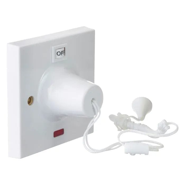 BG 45A Double Pole Pull Cord Switch with On/Off Indicator - White - 80 ...