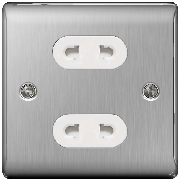BG Nexus Metal 16A Unswitched Euro Socket - Grey Insert - Brushed Stee ...