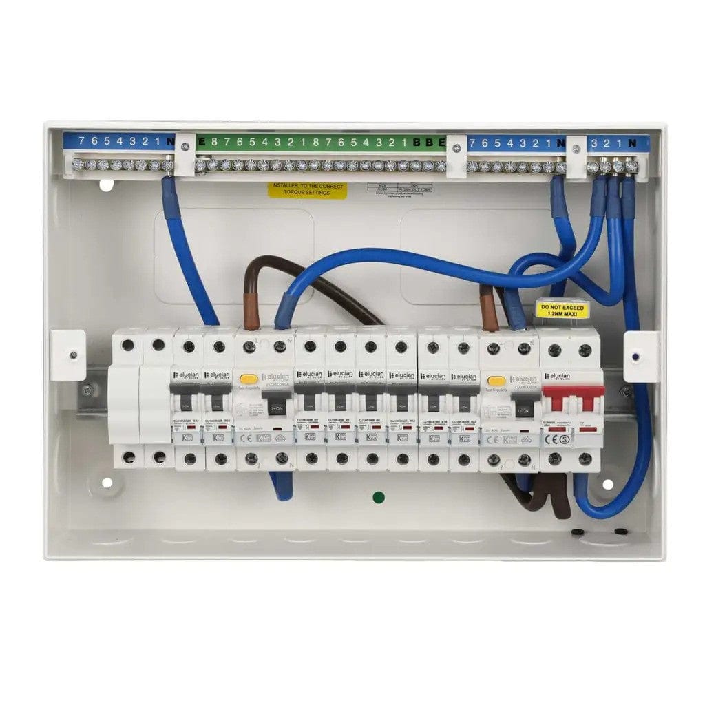 Click Elucian 10 Way Dual RCD Split Load 16-Module Consumer Unit - CUE ...