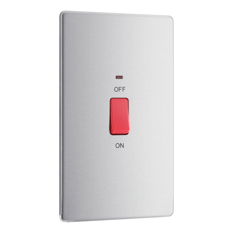 BG Screwless Flatplate Brushed Steel 45A Rectangular Cooker Control Un ...