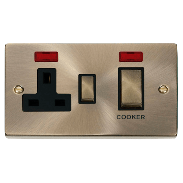 Click Scolmore Deco Ingot 45A Cooker Switch Unit with 13A 2 Pole Neon ...