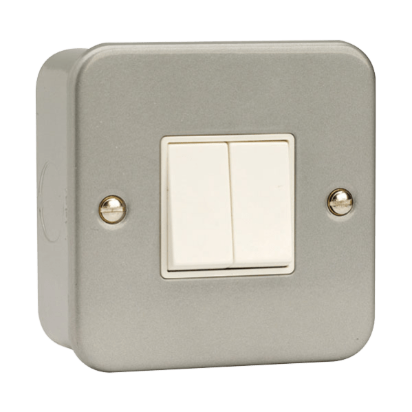 Click Scolmore Essentials Metal Clad 2 Gang 2 Way 10A Switch (No K/O ...