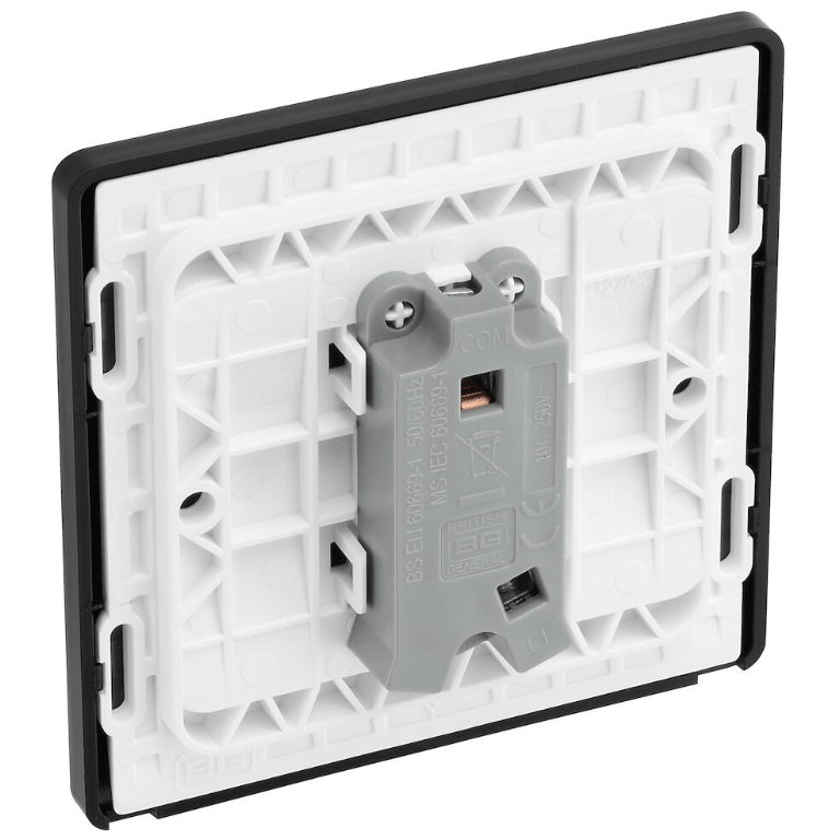 BG Evolve Matt Black Single Press Switch 10A - PCDMB14B – ledbulbs.co.uk