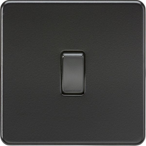 Knightsbridge Screwless 10AX 1G 2-Way Switch - Matt Black with black r ...