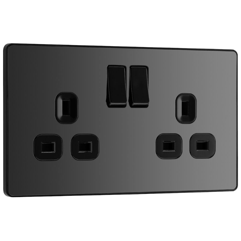 BG Evolve Black Chrome Double Switched 13A Power Socket - PCDBC22B ...