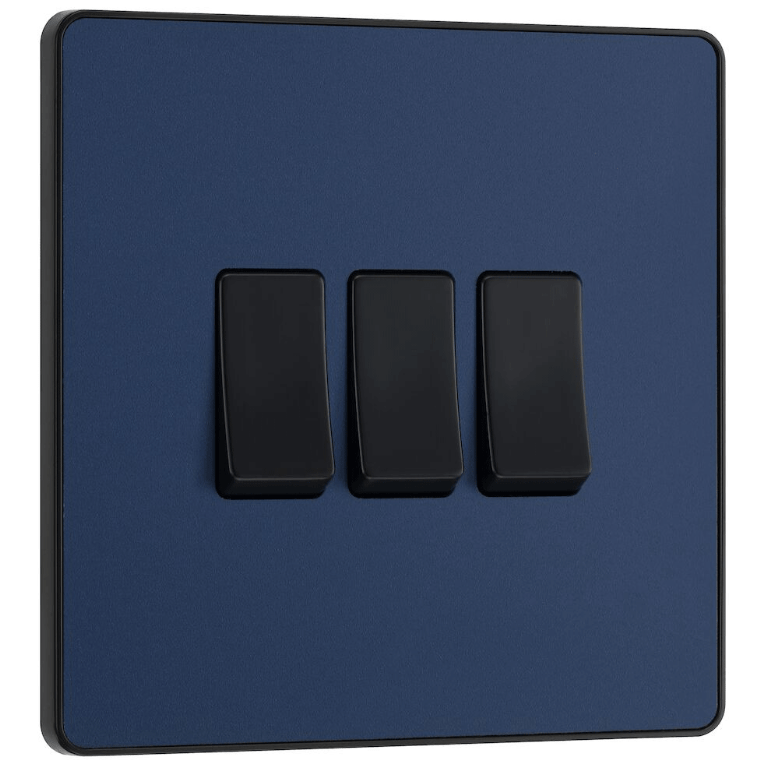 BG Evolve Matt Blue Triple Light Switch 20A 16AX 2 Way - PCDDB43B ...