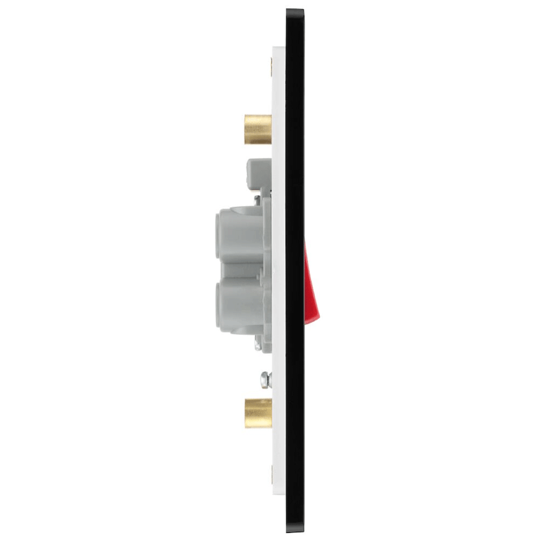 BG Evolve Matt Black 45A Large Plate 2-Pole Switch With LED Power Indi ...