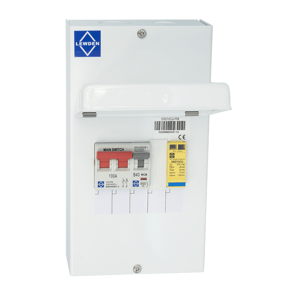 Lewden 20kA Single Pole +N Type 2 Surge Protection with Plastic Enclos ...