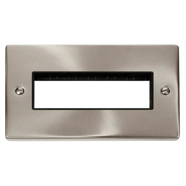 Click Scolmore MiniGrid 2 Gang Plate 6 Inline Aperture Satin Chrome ...