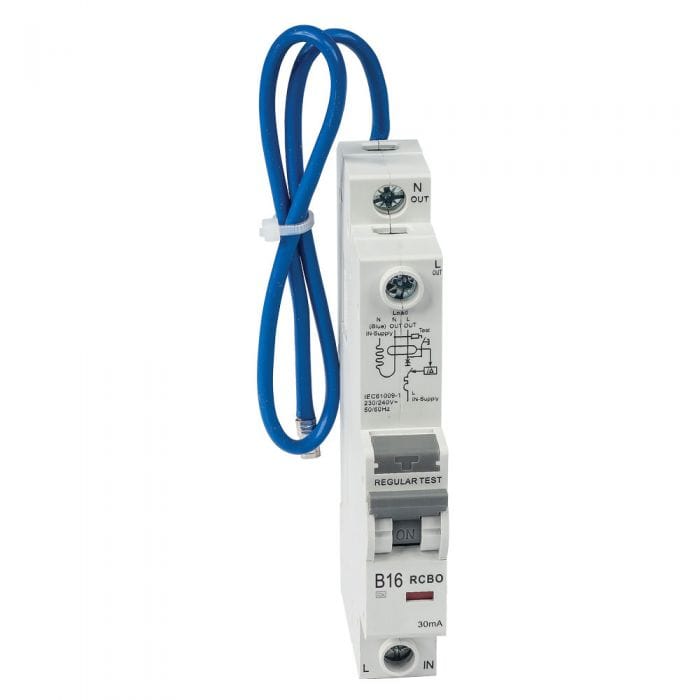 Lewden 40A Single Pole 1 Module B Curve 6kA 30mA Type A RCBO - RCBO-40 ...