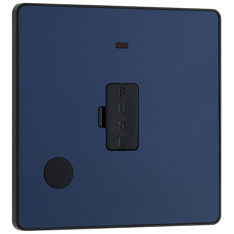 BG Evolve Matt Blue Unswitched 13A Fused Spur Unit With Power LED Indi ...