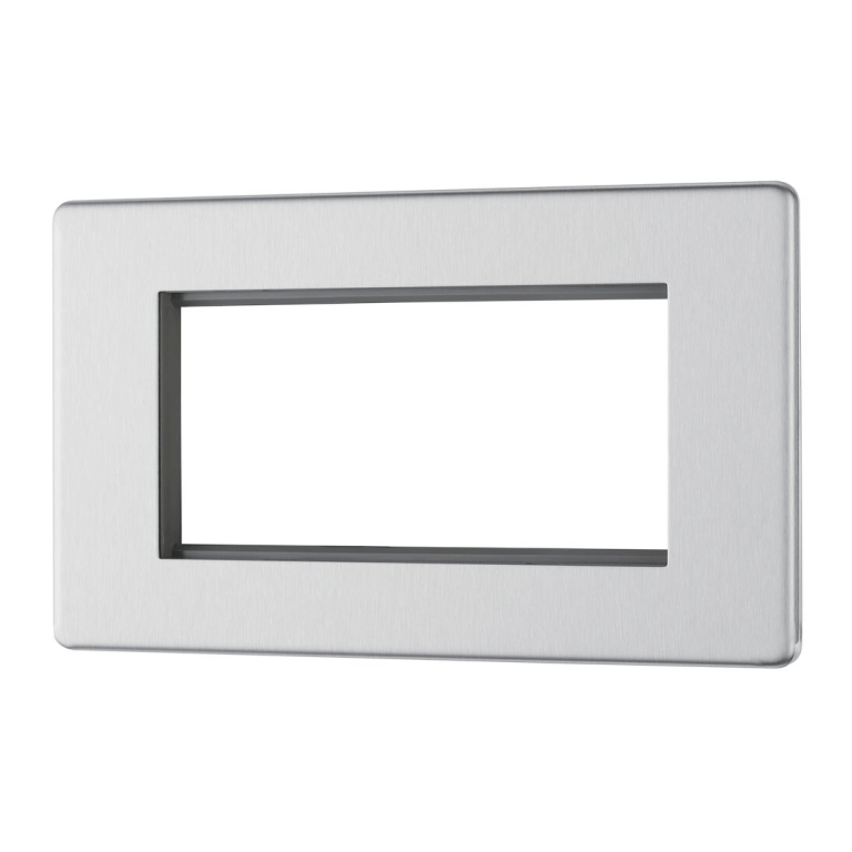 BG Flat Plate Brushed Steel 4 Mod Rect Front Plate - FBSEMR4 – ledbulbs ...