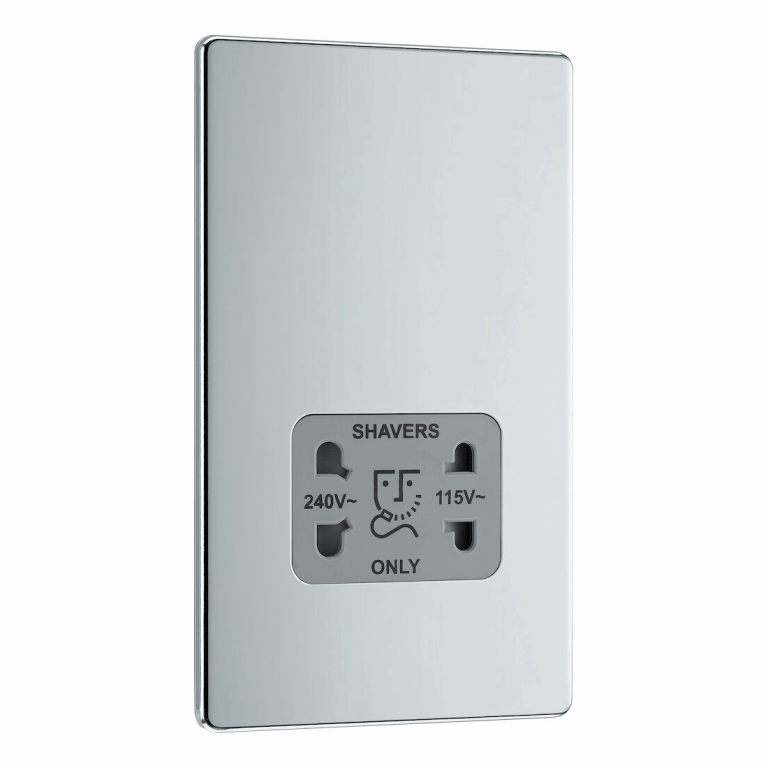 BG Screwless Flatplate Polished Chrome Dual Voltage Shaver Socket 110 ...