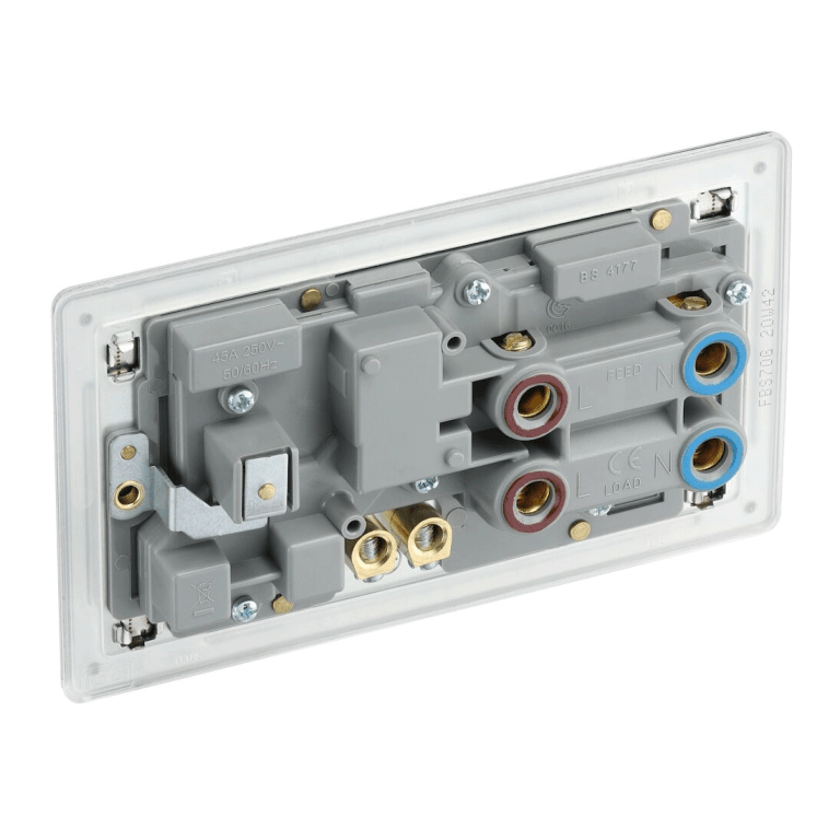 BG Screwless Flatplate Brushed Steel 45A Cooker Control Unit With Swit ...