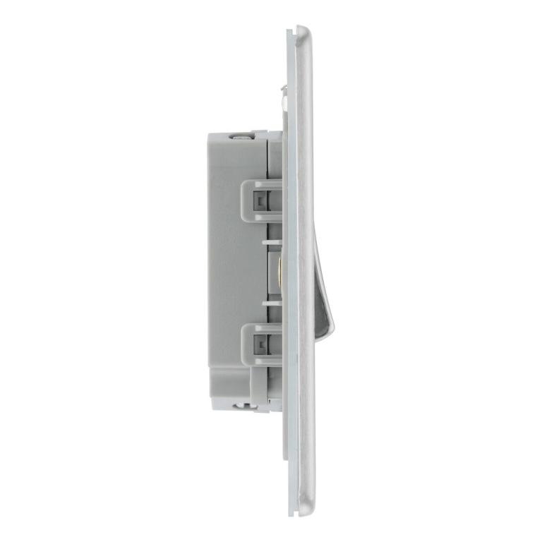 BG Screwless Flatplate Brushed Steel Double Switch, 10Ax 2 Way - FBS42 ...