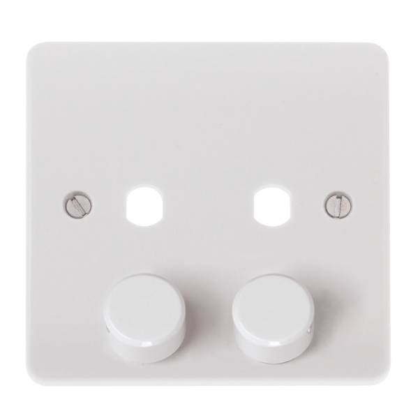 Click Scolmore MiniGrid Mode 2 Gang Single Dimmer Plate & Knobs White ...