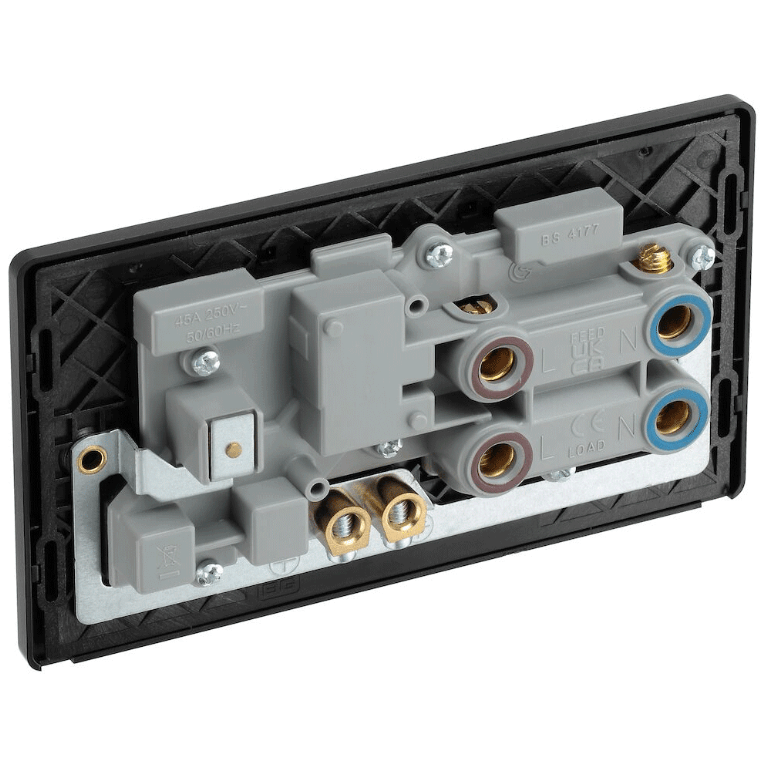 BG Evolve Black Chrome 45A 2-Pole Cooker Switch With 13A Switched Sock ...