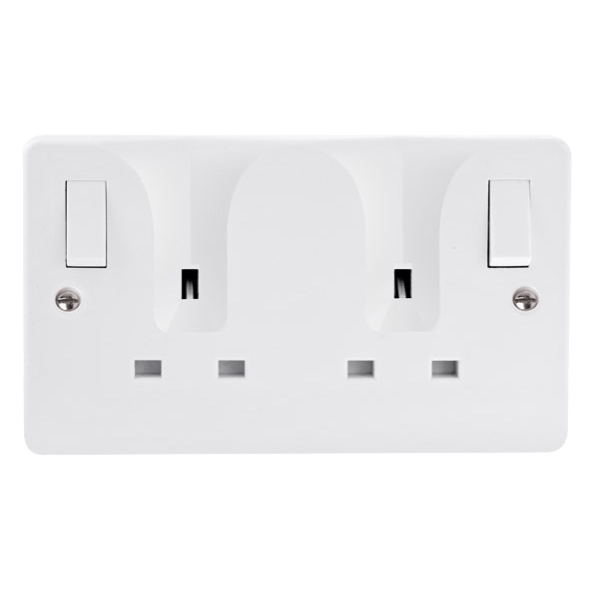 Click Scolmore Mode 13A 2 Gang Plug Socket With Locating Plug White ...