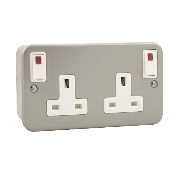 Click Scolmore Essentials 2 Gang 13A Double Pole Plug Socket With Neon ...
