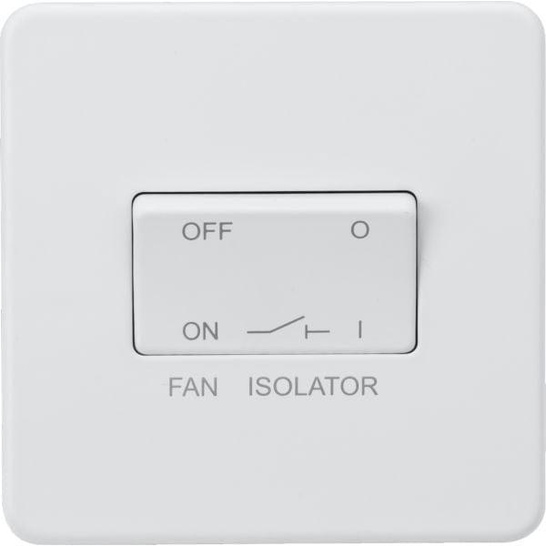 Knightsbridge Screwless 10AX 3 pole fan isolator switch - Matt white ...