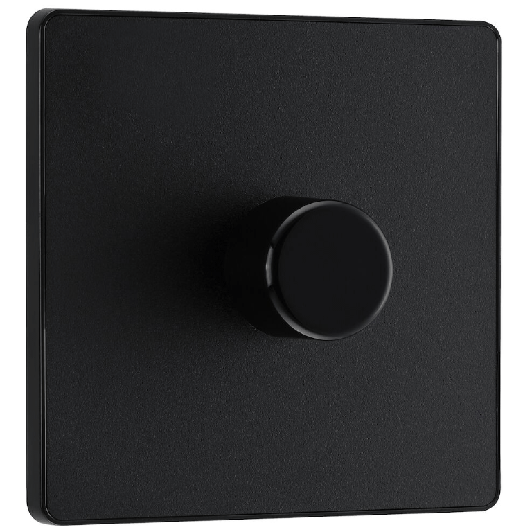 BG Evolve Matt Black Trailing Edge LED 200W Single Dimmer Switch 2-Way ...