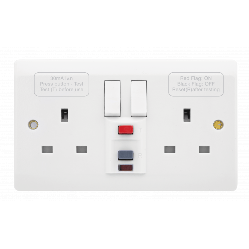 Click Scolmore Essentials 13A 2 Gang Double-Pole Plug Socket Passive R ...