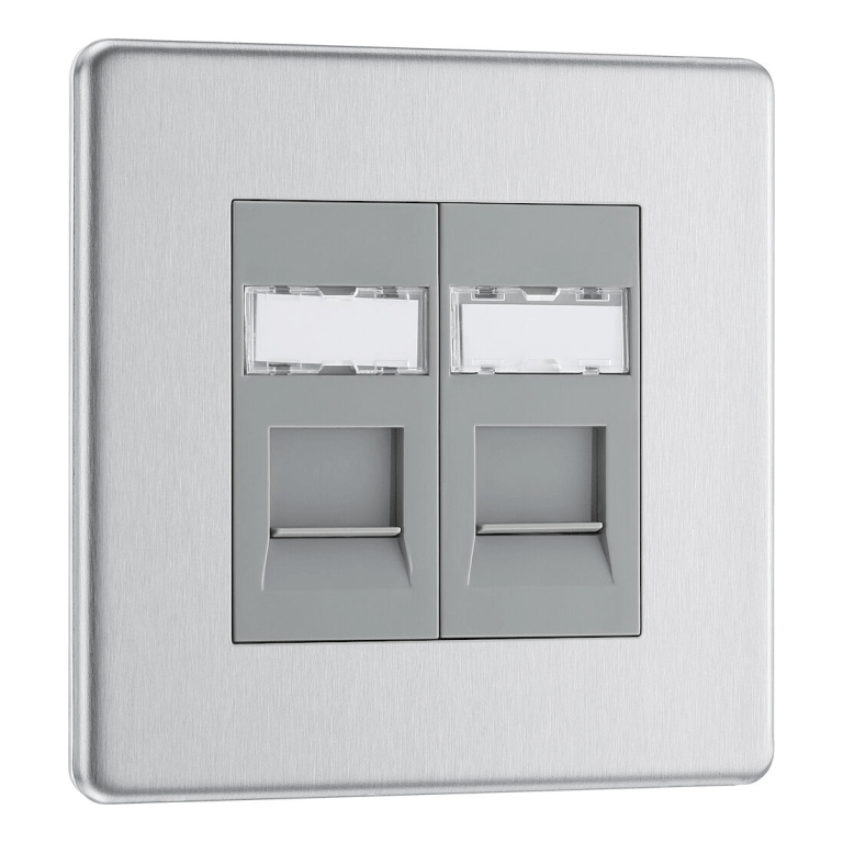 BG Flat Plate Brushed Steel Rj45 Data Skt 2G - FBSRJ452 – ledbulbs.co.uk