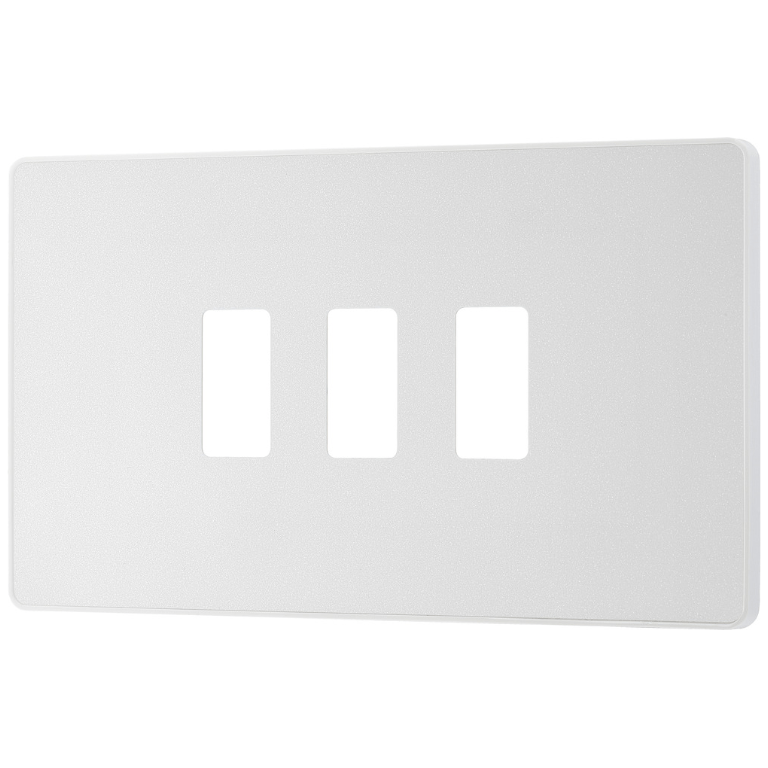 BG Evolve 3 Gang Grid Front Plate - Pearlescent White (White) - RPCDCL ...