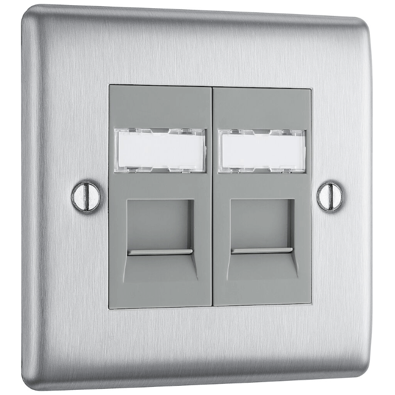 BG Nexus Metal Brushed Steel Rj45 Data, 2G - NBSRJ452 – ledbulbs.co.uk