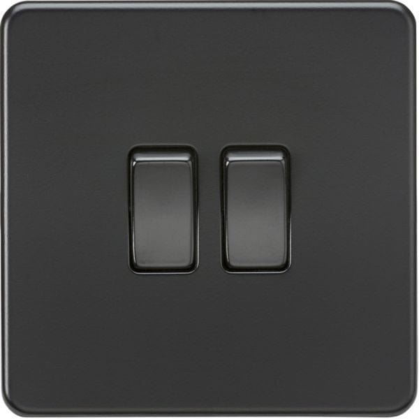 Knightsbridge Screwless 10AX 2G 2-Way Switch - Matt Black with black r ...