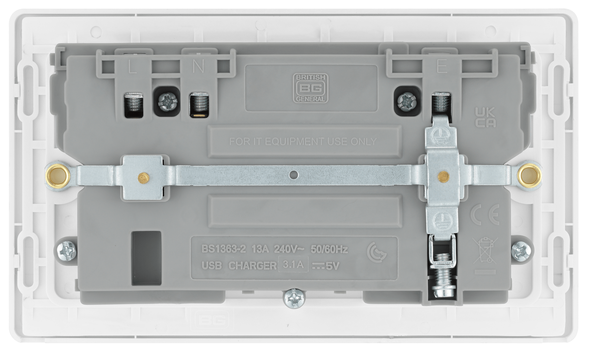BG Evolve Pearl White Double Switched 13A Power Socket + 2 X USB (3.1A ...