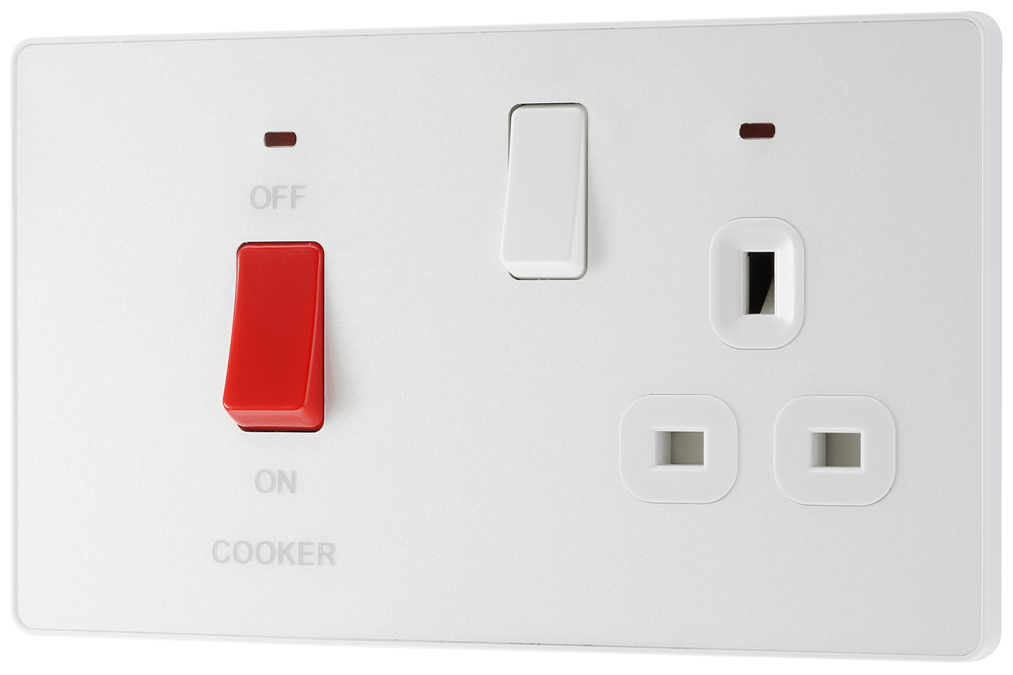 BG Evolve Pearl White 45A 2-Pole Cooker Switch With 13A Switched Socke ...