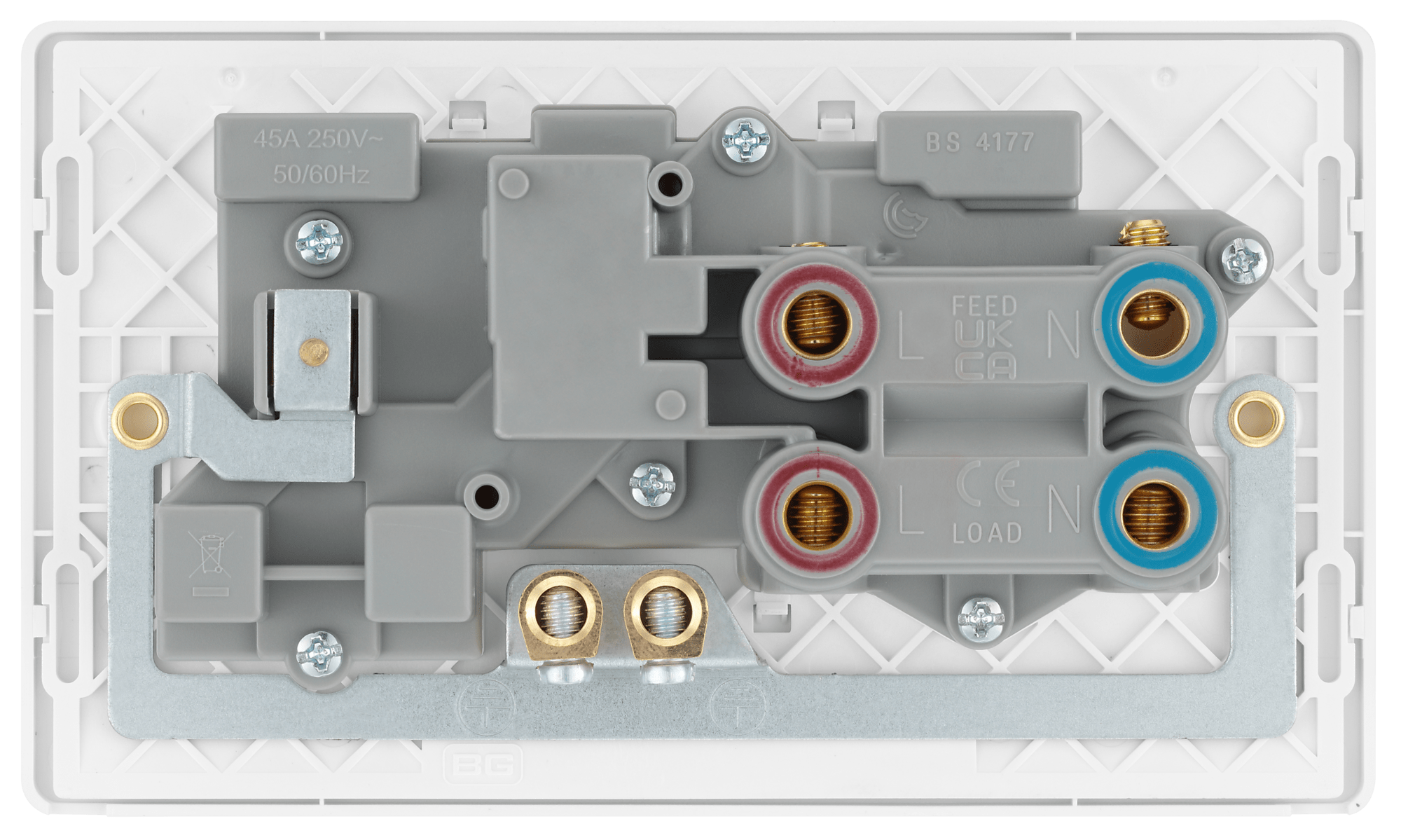 BG Evolve Pearl White 45A 2-Pole Cooker Switch With 13A Switched Socke ...