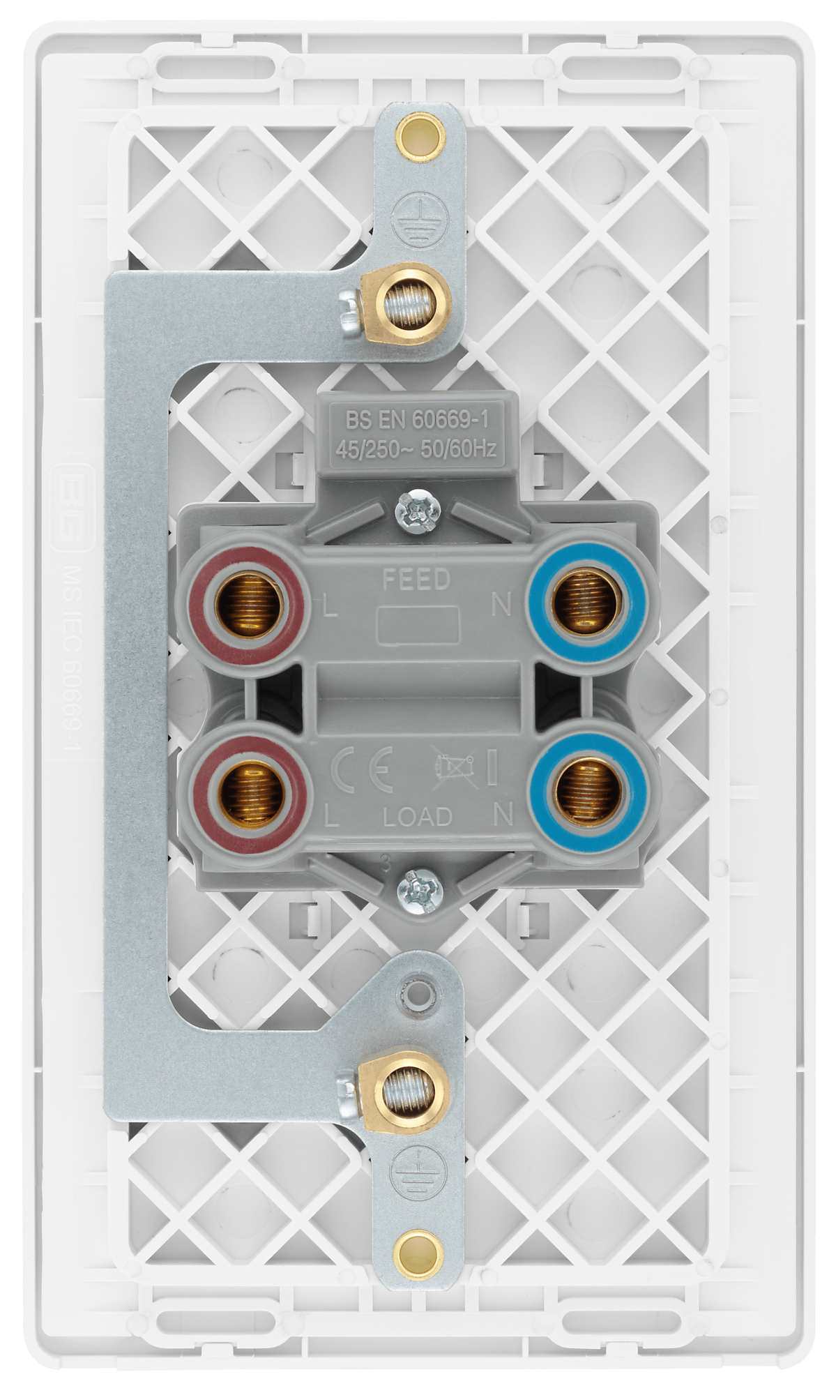 BG Evolve Pearl White 45A Large Plate 2-Pole Switch With LED Power Ind ...