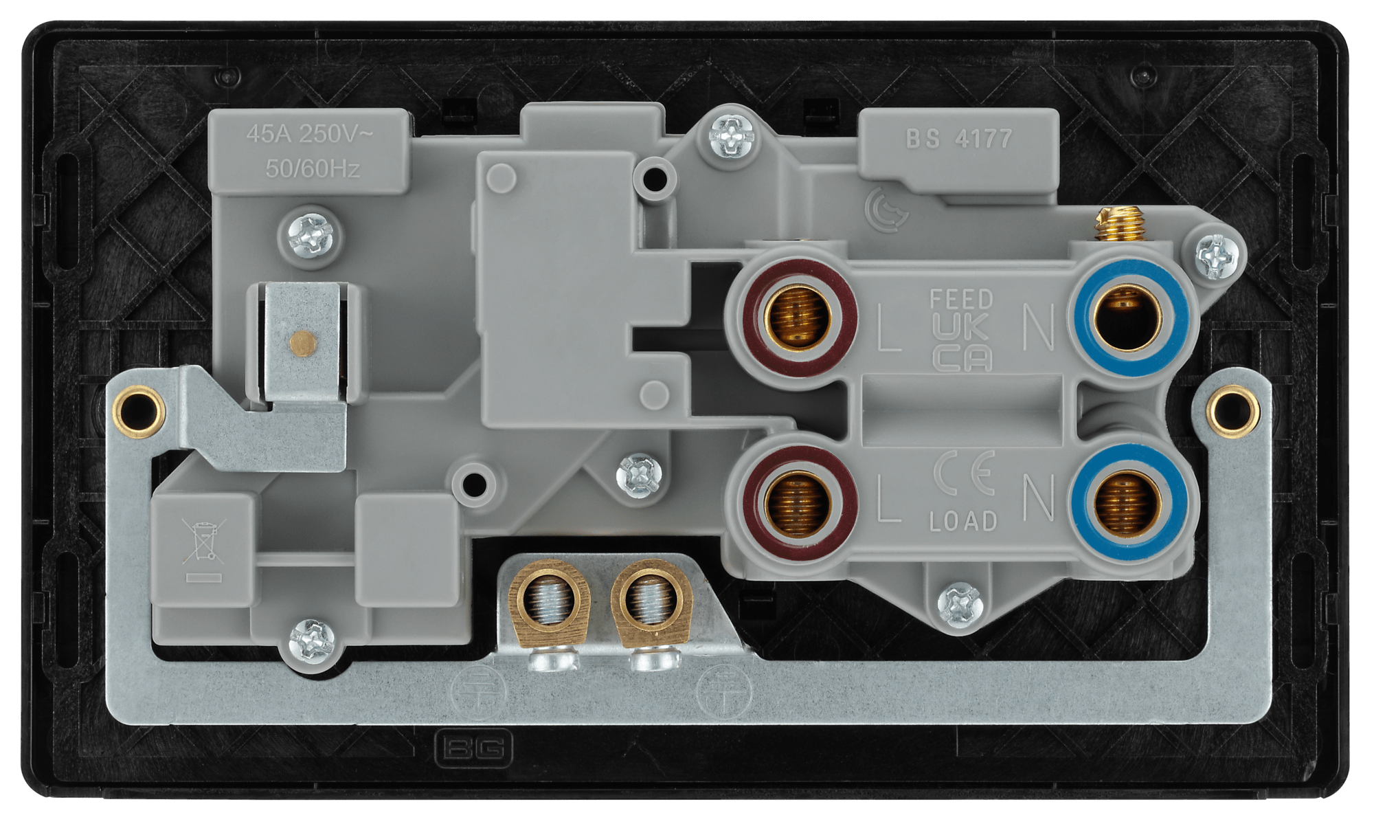 BG Evolve Polished Copper 45A 2-Pole Cooker Switch With 13A Switched S ...