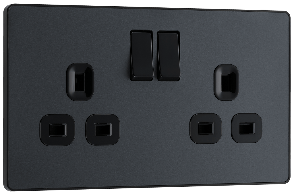 BG Evolve Matt Grey Double Switched 13A Power Socket - PCDMG22B ...
