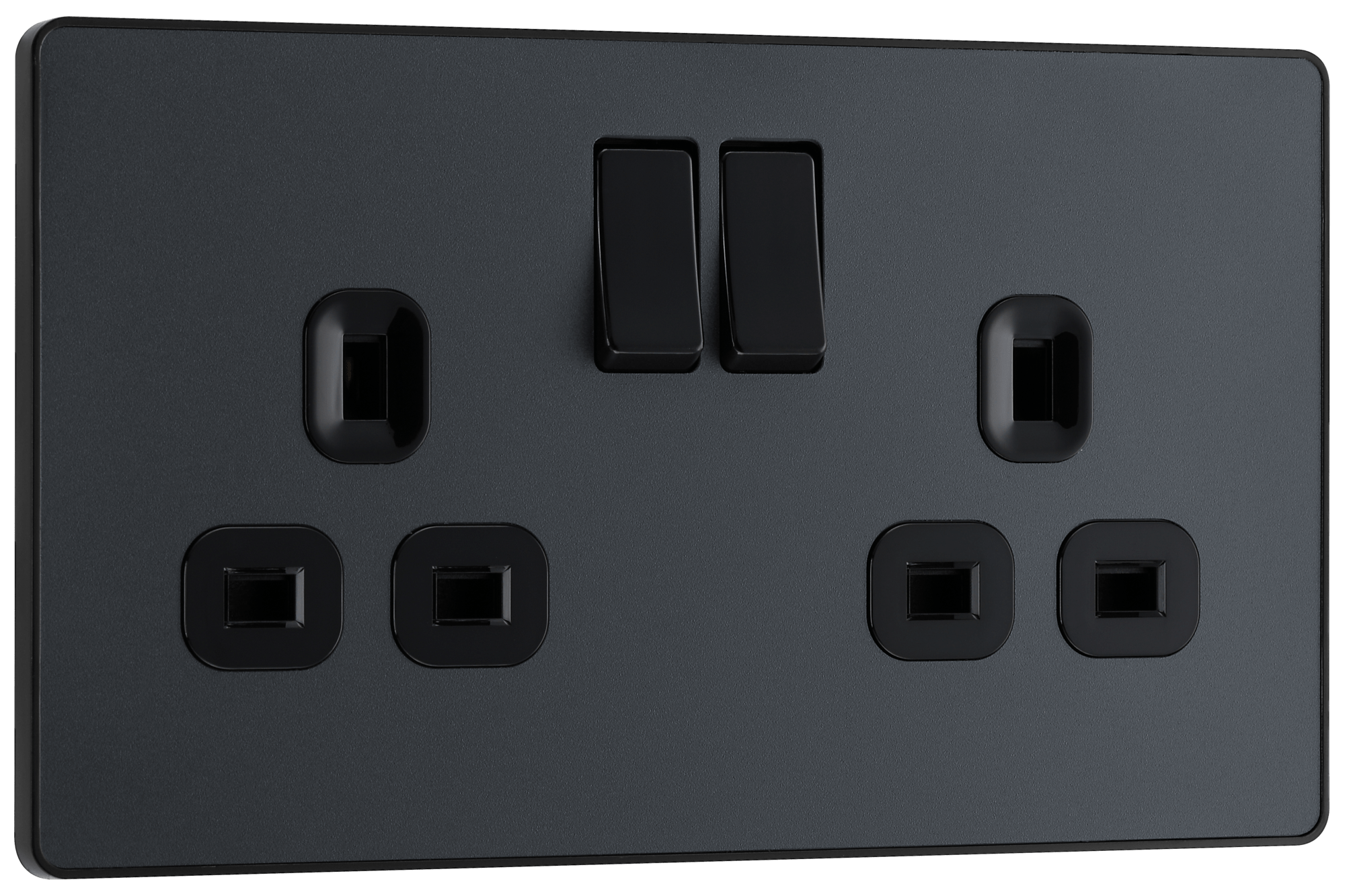 BG Evolve Matt Grey Double Switched 13A Power Socket - PCDMG22B ...
