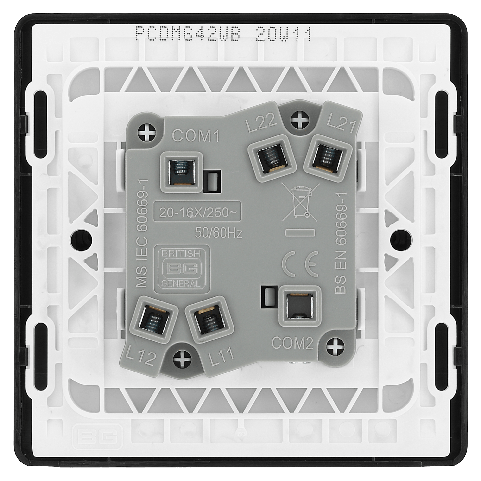 BG Evolve Matt Grey Double Light Switch 20A 16AX 2 Way Wide Rocker - P ...