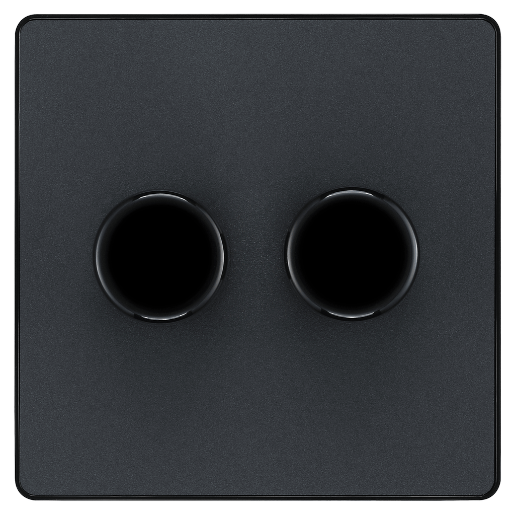 BG Evolve Matt Grey Trailing Edge LED 200W Double Dimmer Switch 2-Way ...