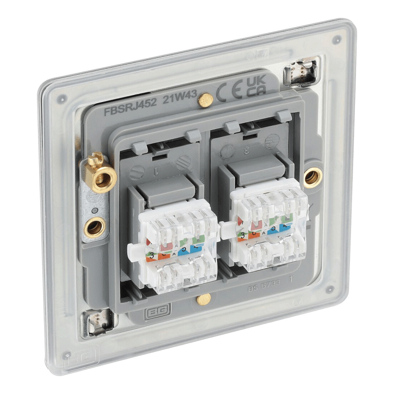 BG Flat Plate Brushed Steel Rj45 Data Skt 2G - FBSRJ452 – ledbulbs.co.uk