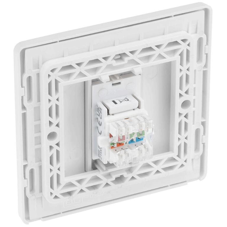 BG Evolve Pearl White Single RJ45 Cat 6 Data Outlet Ethernet Socket ...