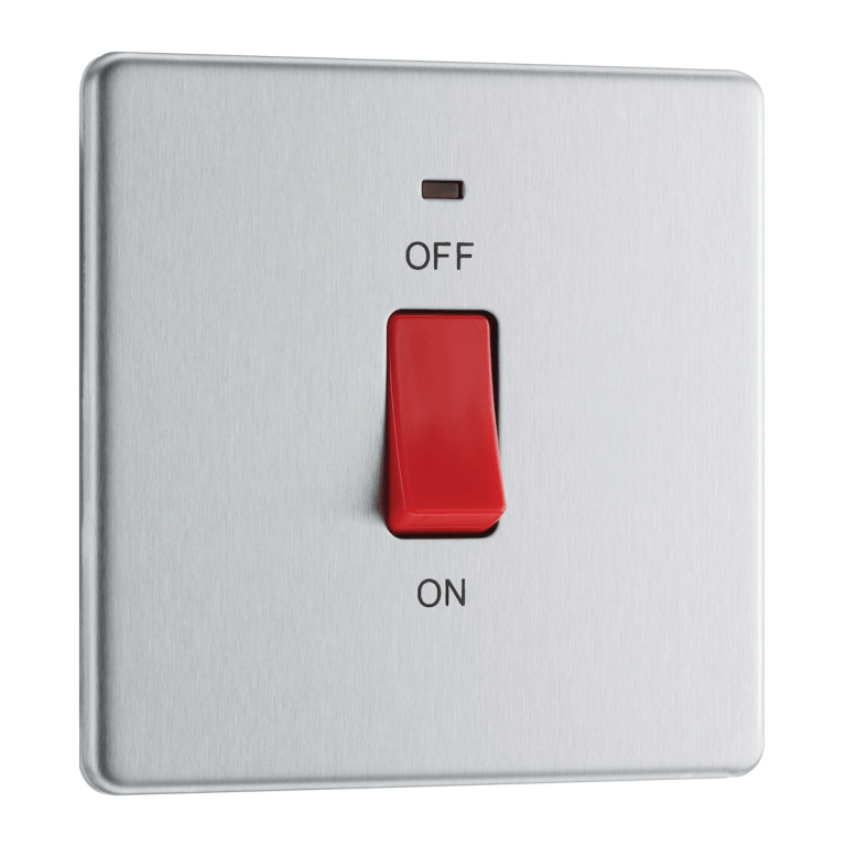 BG Screwless Flatplate Brushed Steel 45A Square Cooker Control Unit Wi ...