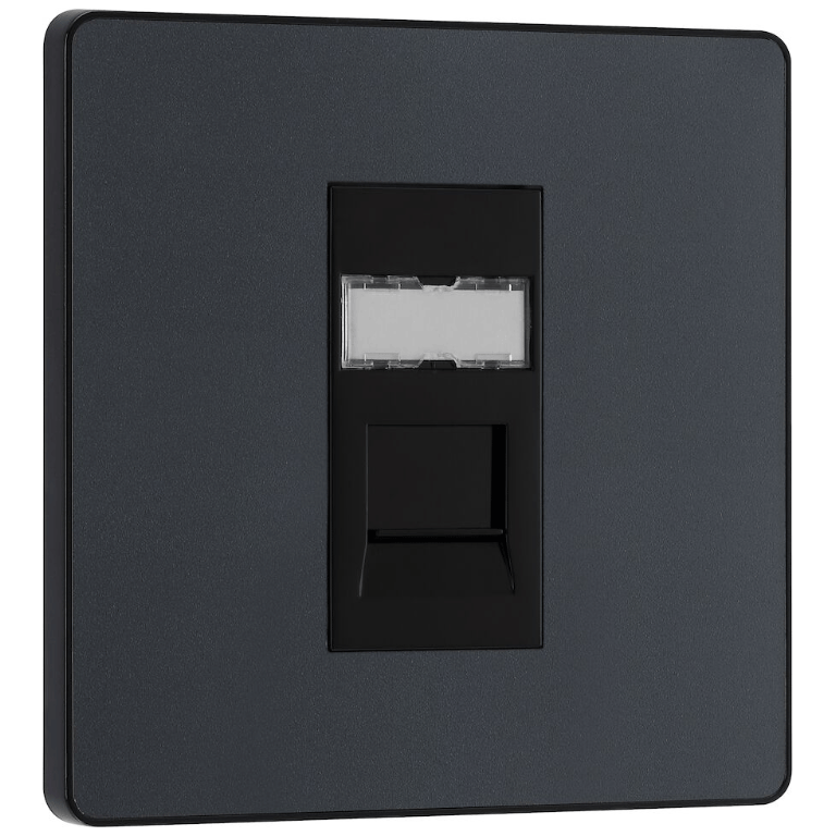 BG Evolve Matt Grey Single RJ45 Cat 6 Data Outlet Ethernet Socket - PC ...