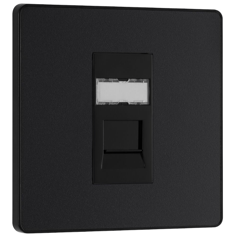 BG Evolve Matt Black Single RJ45 Cat 6 Data Outlet Ethernet Socket - P ...