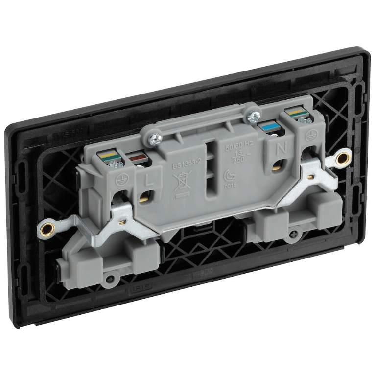BG Evolve Matt Black Double Switched 13A Power Socket - PCDMB22B ...